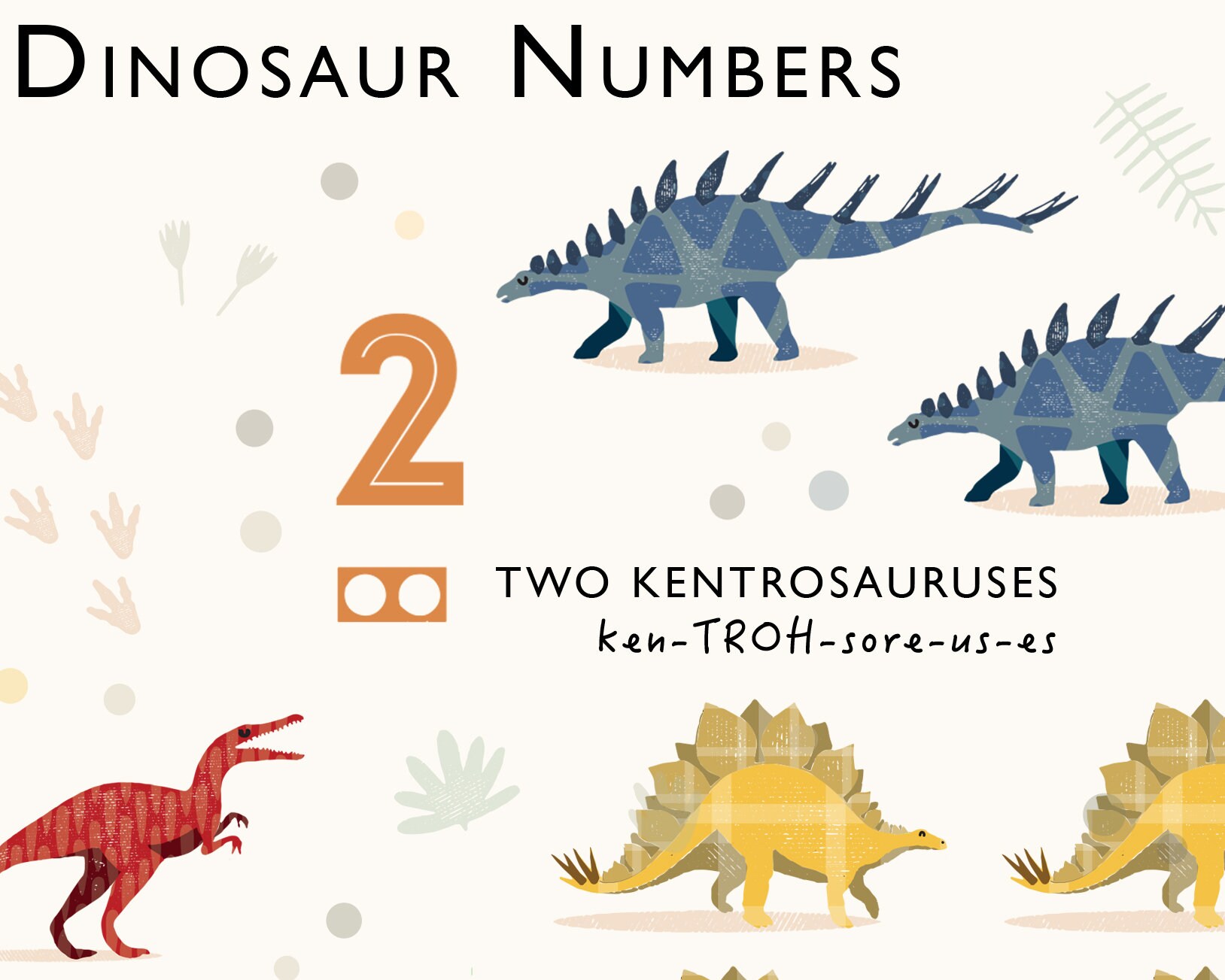 Dinosaurs Print Set Dinosaur ABC and Numbers Nursery Art Set | Etsy