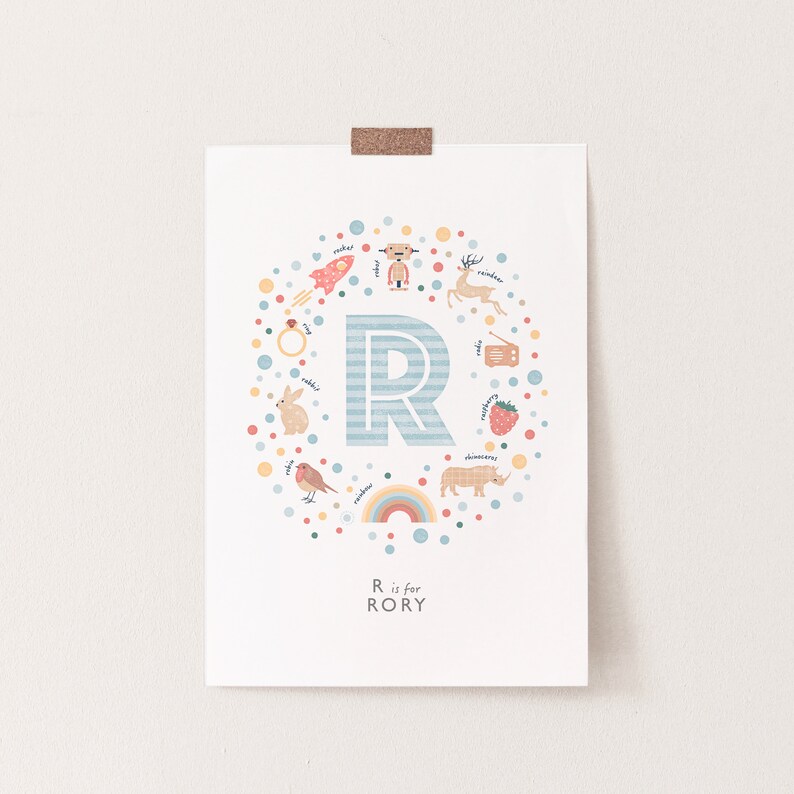 Letter R Nursery Print, Personalised Boy Name Art - Etsy