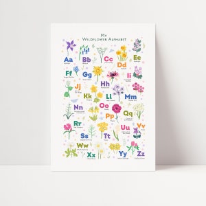 Personalised Wildflower Alphabet Print, Baby Girl Nursery Decor, Floral ...