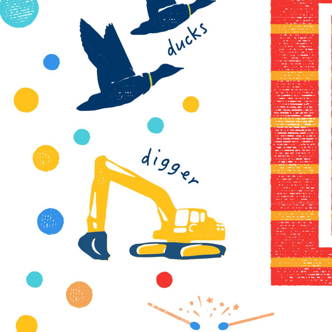 Baby Monogram Print Illustrated Letter D Boys Name Print - Etsy UK