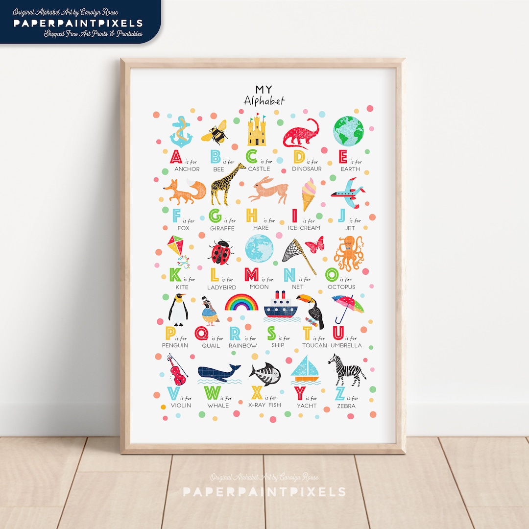 Alphabet Poster, Colourful Printable Wall Art, ABC Poster, Educational ...