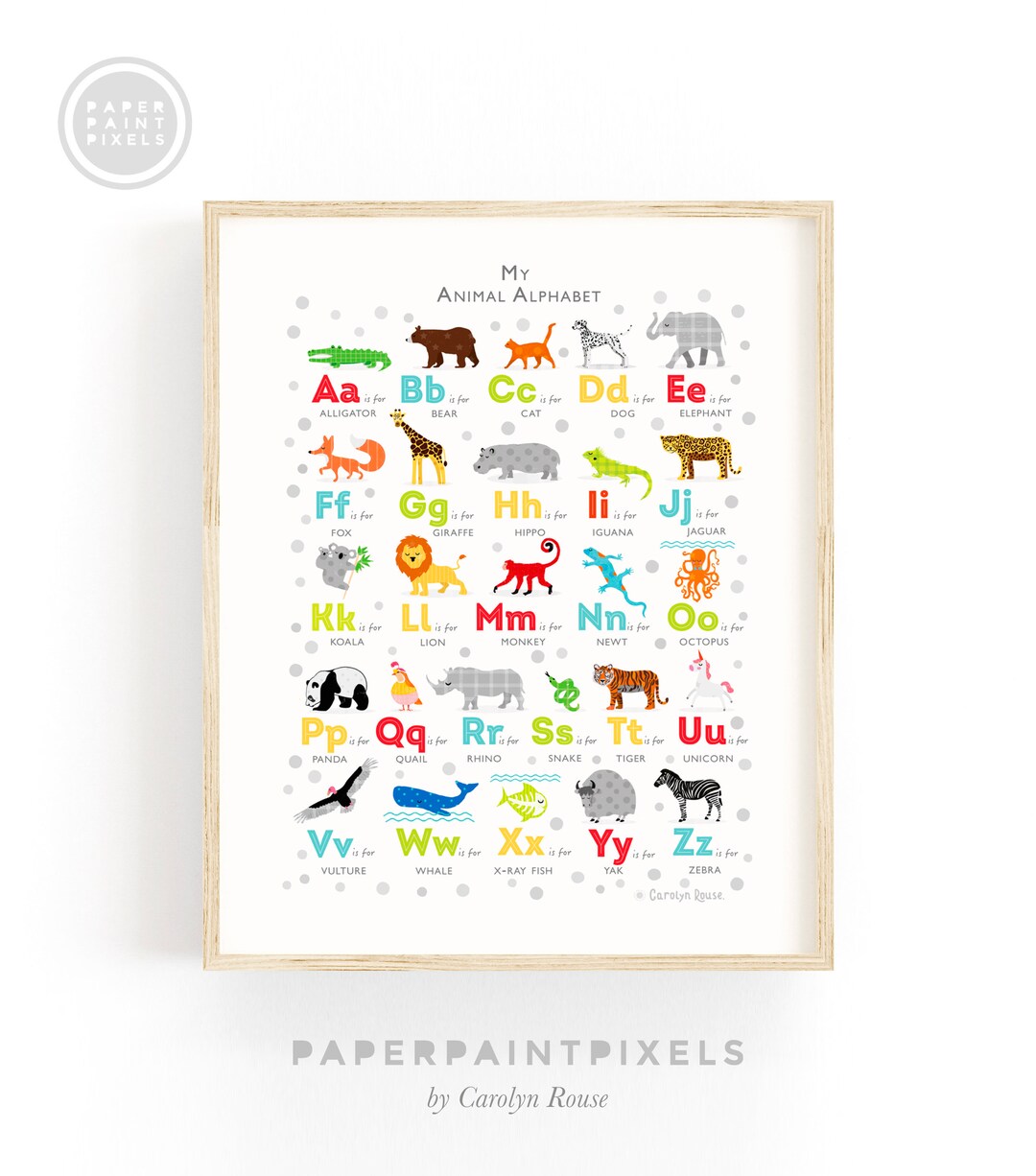Bright Animal Alphabet Print, Safari Animal Wall Art, Jungle Nursery ...