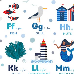 Nautical Alphabet Nursery Print, Nursery Alphabet Wall Art, Ocean Theme ...