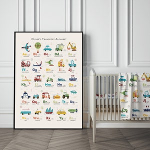 Transport Alphabet Print, Transportation Nursery Decor, Kids Vehicle ...