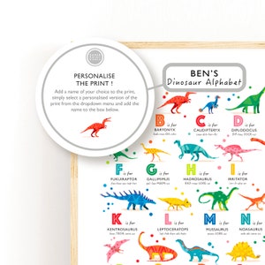 Dinosaur Alphabet Print, Dinosaur A to Z Alphabet Poster, Nursery Decor ...