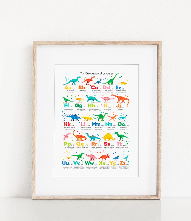 Bright Dinosaur Alphabet Poster Dinosaur Print Kids Room | Etsy