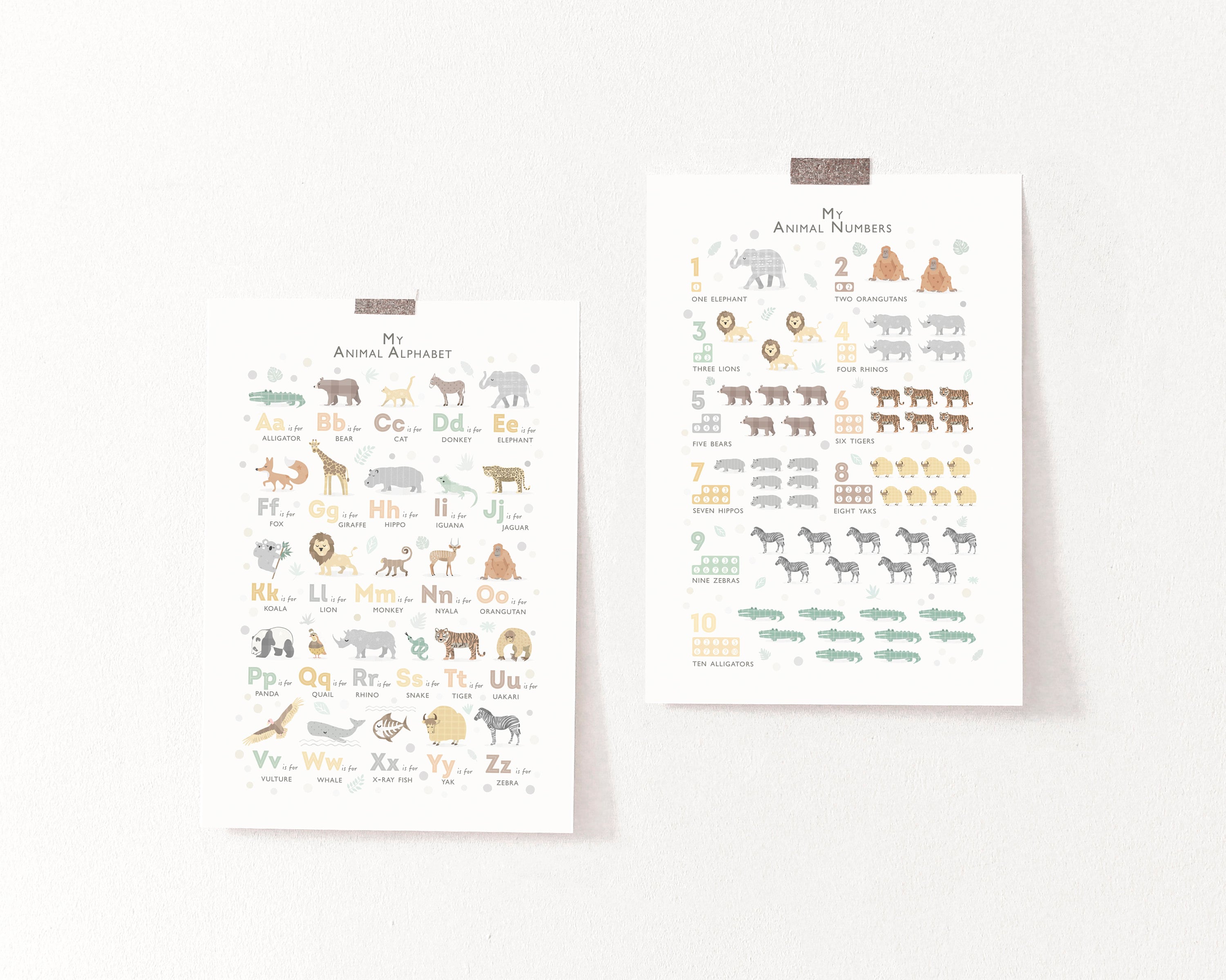 Safari Animals Alphabet Print Set Jungle ABC and Numbers | Etsy