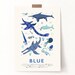 Blue Dinosaur Print Dino Theme Nursery Wall Art Blue Kids - Etsy UK
