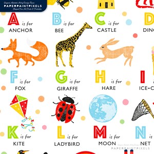 Alphabet Poster, Colourful Printable Wall Art, ABC Poster, Educational ...
