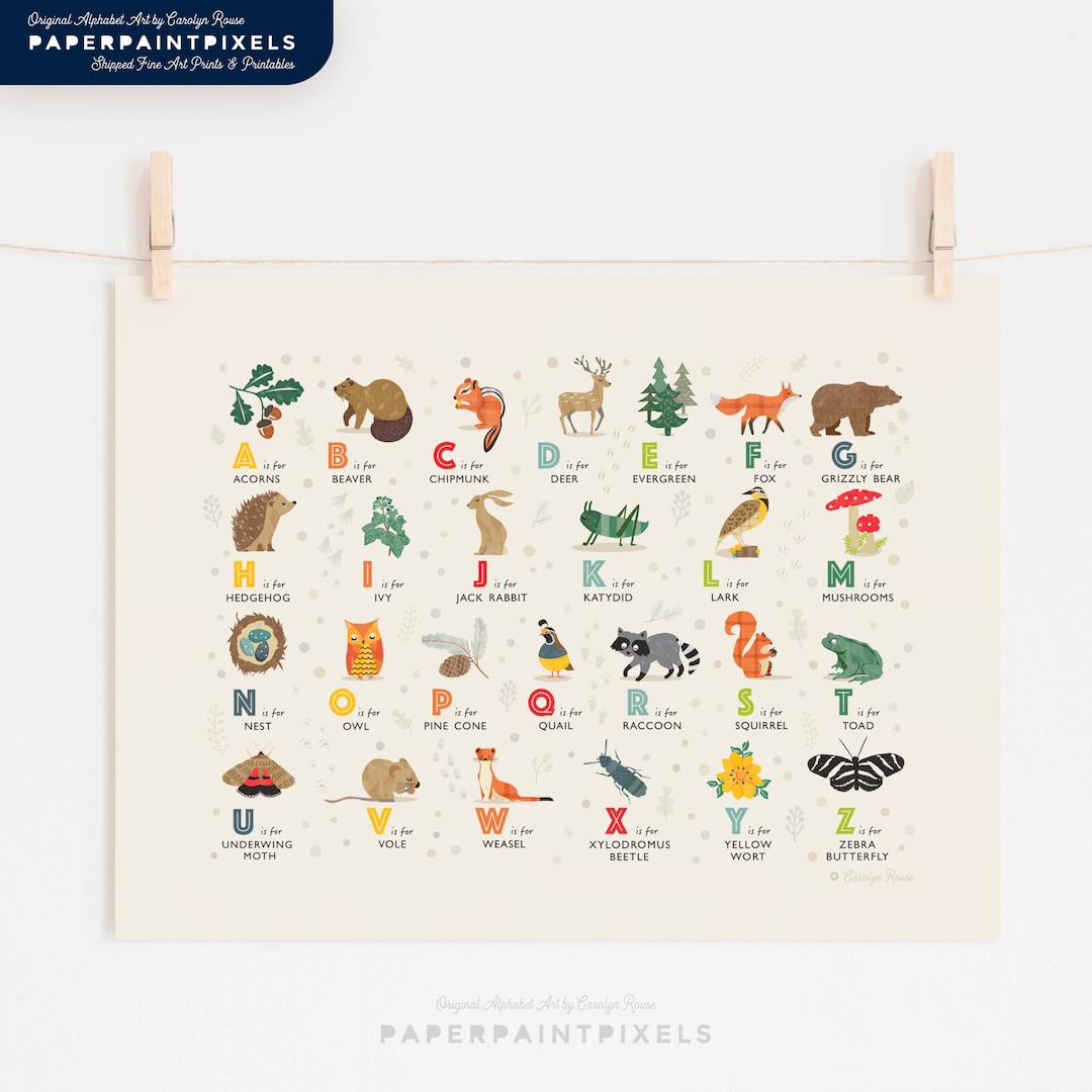 Woodland Alphabet Poster, Forest ABC Printable, Nature Wall Art ...
