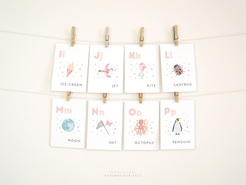 Printable Pink Alphabet Flashcards | Cute ABC Learning Cards for Girls ...