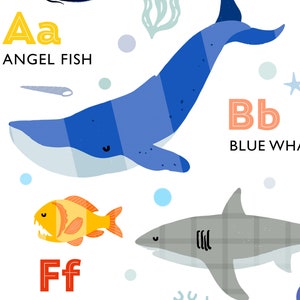 Sea Life Alphabet Print – Ocean Nursery Decor – ABC Poster – Kids Room ...