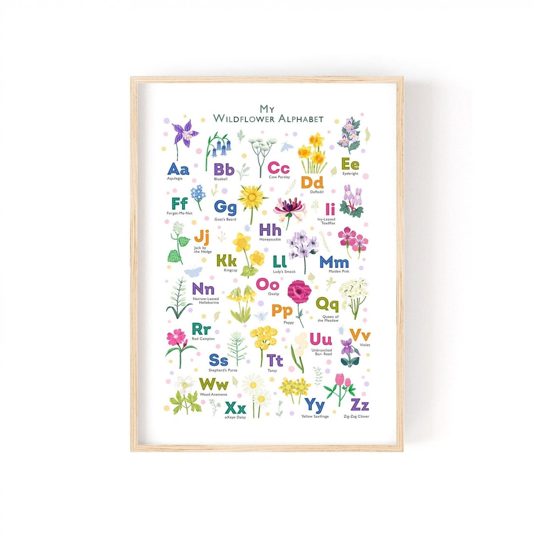 Personalised Wildflower Alphabet Print, Baby Girl Nursery Decor, Floral ...
