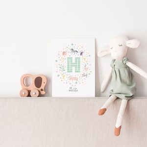 Nursery Name Print, Personalised Letter H Wall Art, Girls Nursery Art ...