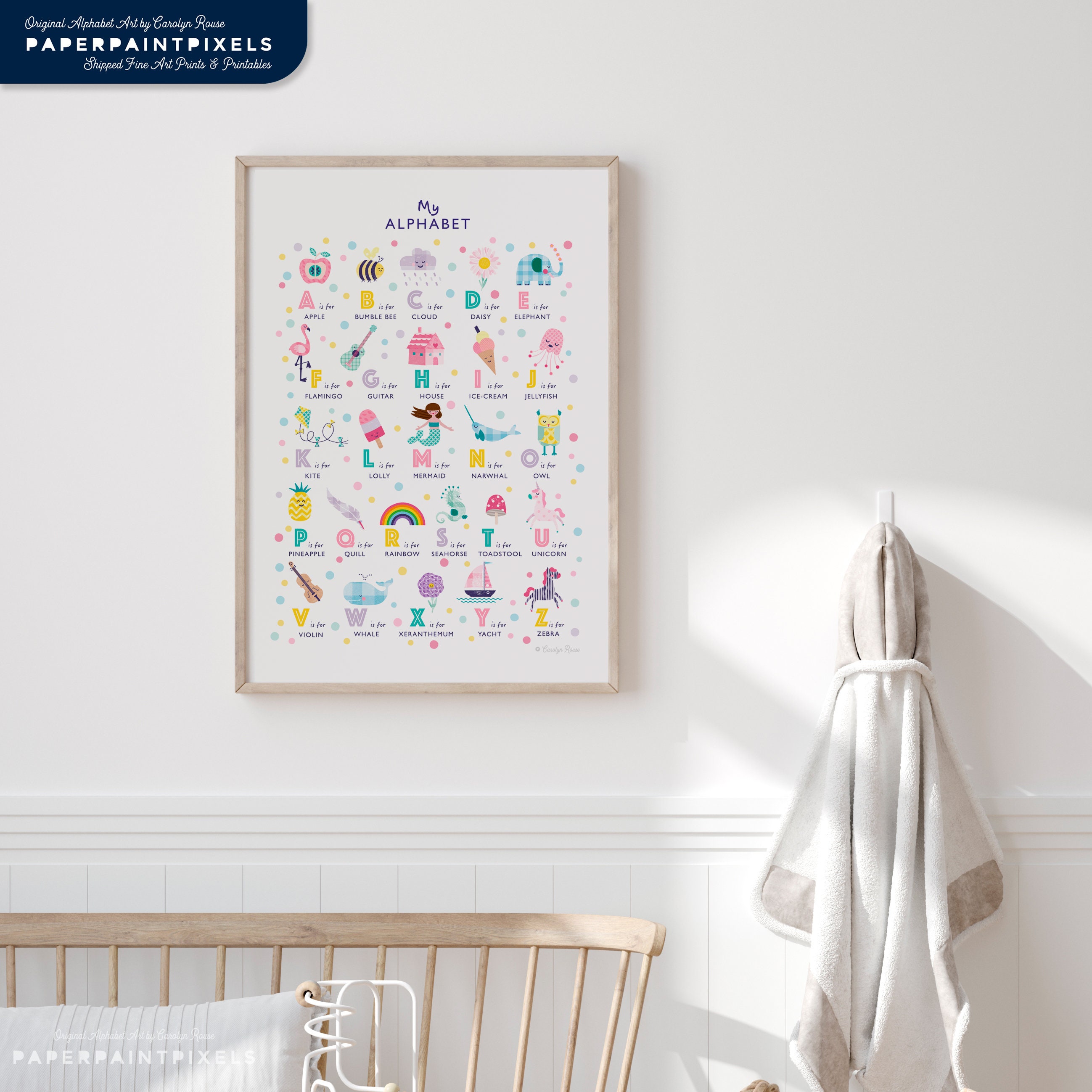Girls Alphabet Nursery Poster, Cute ABC Print (digital Download) - Etsy