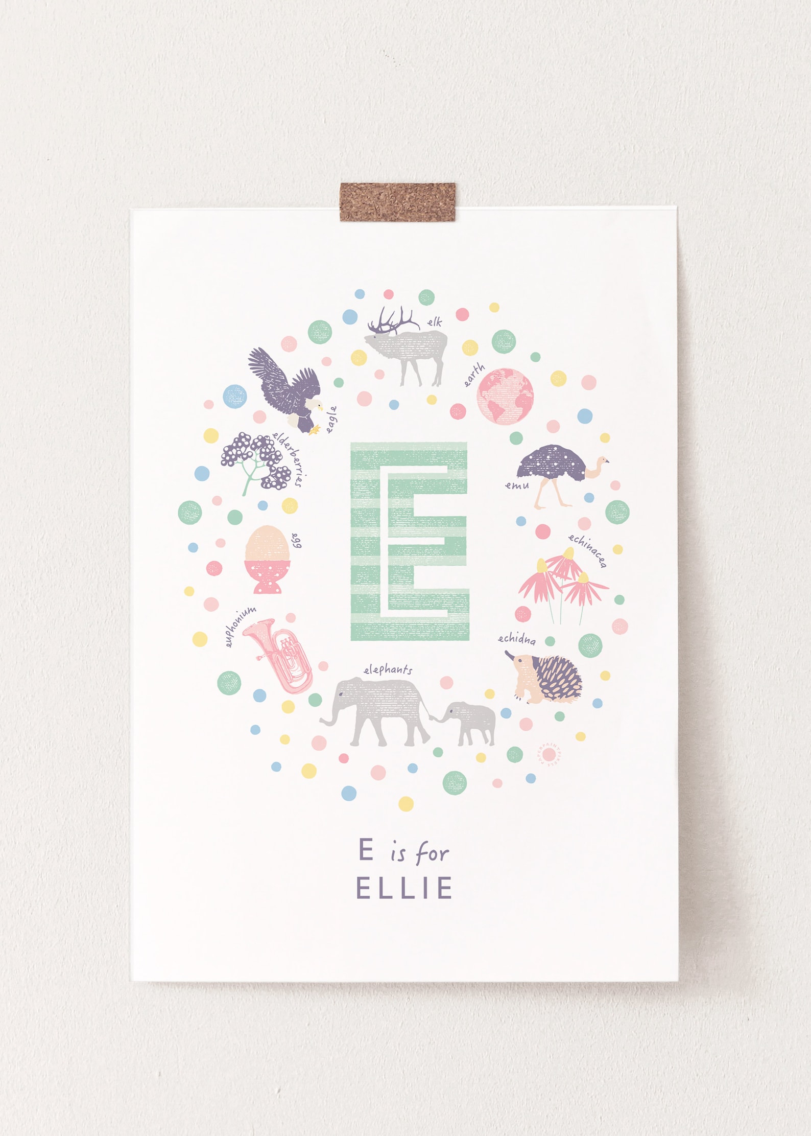 Personalised Baby Girl Name Art Letter E Nursery Wall Art - Etsy