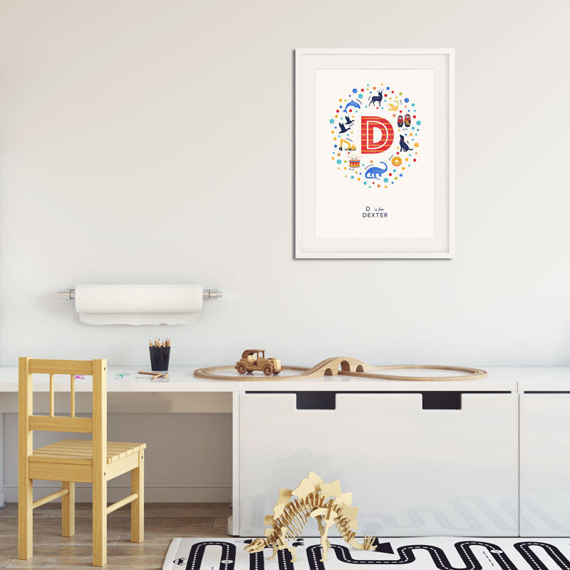 Baby Monogram Print Illustrated Letter D Boys Name Print - Etsy UK