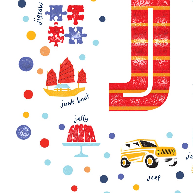 Illustrated Letter J Art Print Unique Baby Gift for Boys - Etsy