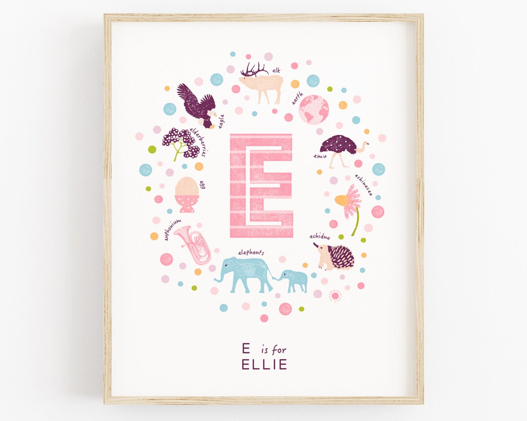 Letter E Nursery Art, Baby Girl Nursery Decor, Pink Wall Art ...