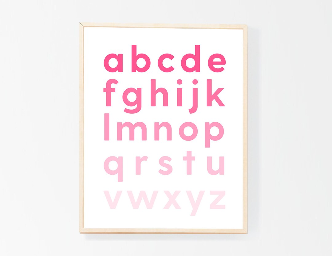 Pastel Pink Ombre Alphabet Printable Poster, Pink Alphabet Instant ...