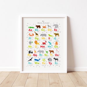 Bright Animal Alphabet Print, Safari Animal Wall Art, Jungle Nursery ...