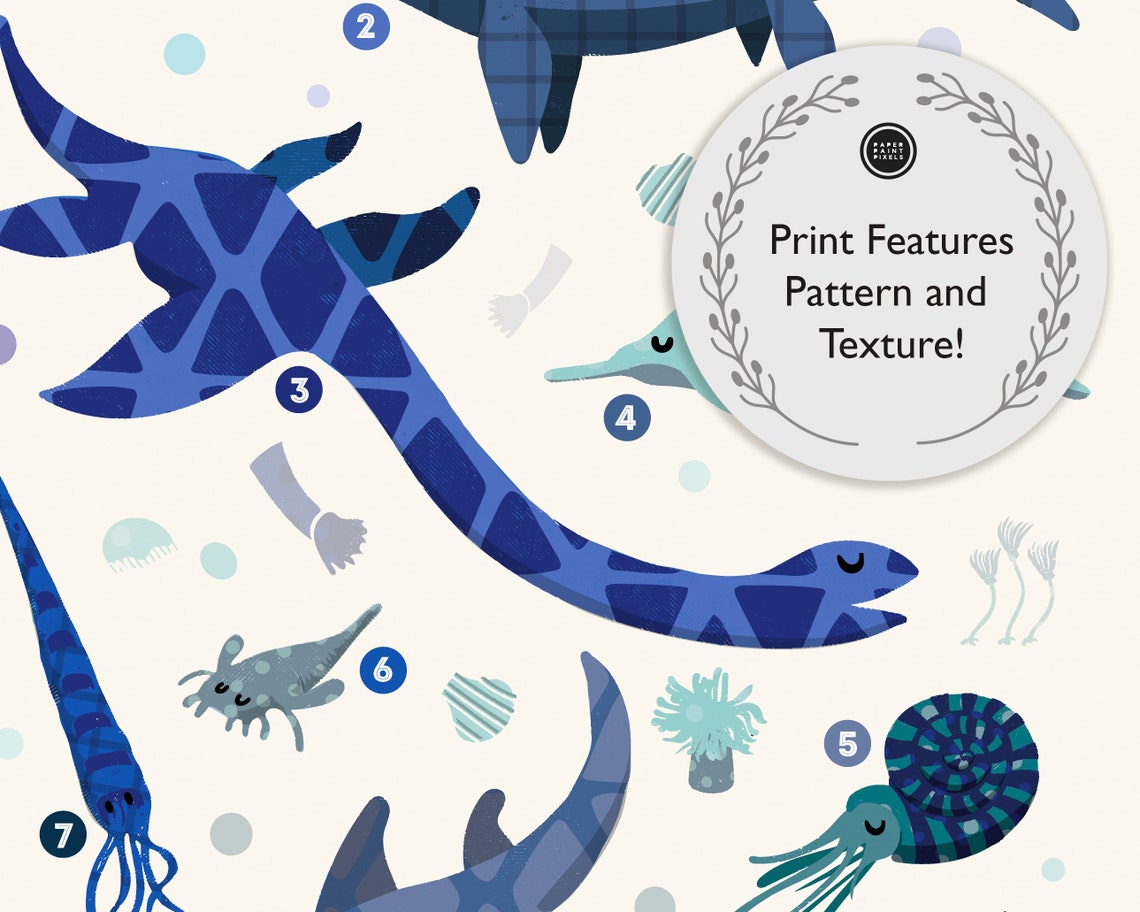 Blue Dinosaur Print Dino Theme Nursery Wall Art Blue Kids | Etsy