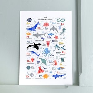 Sea Life Alphabet Print – Ocean Nursery Decor – ABC Poster – Kids Room ...