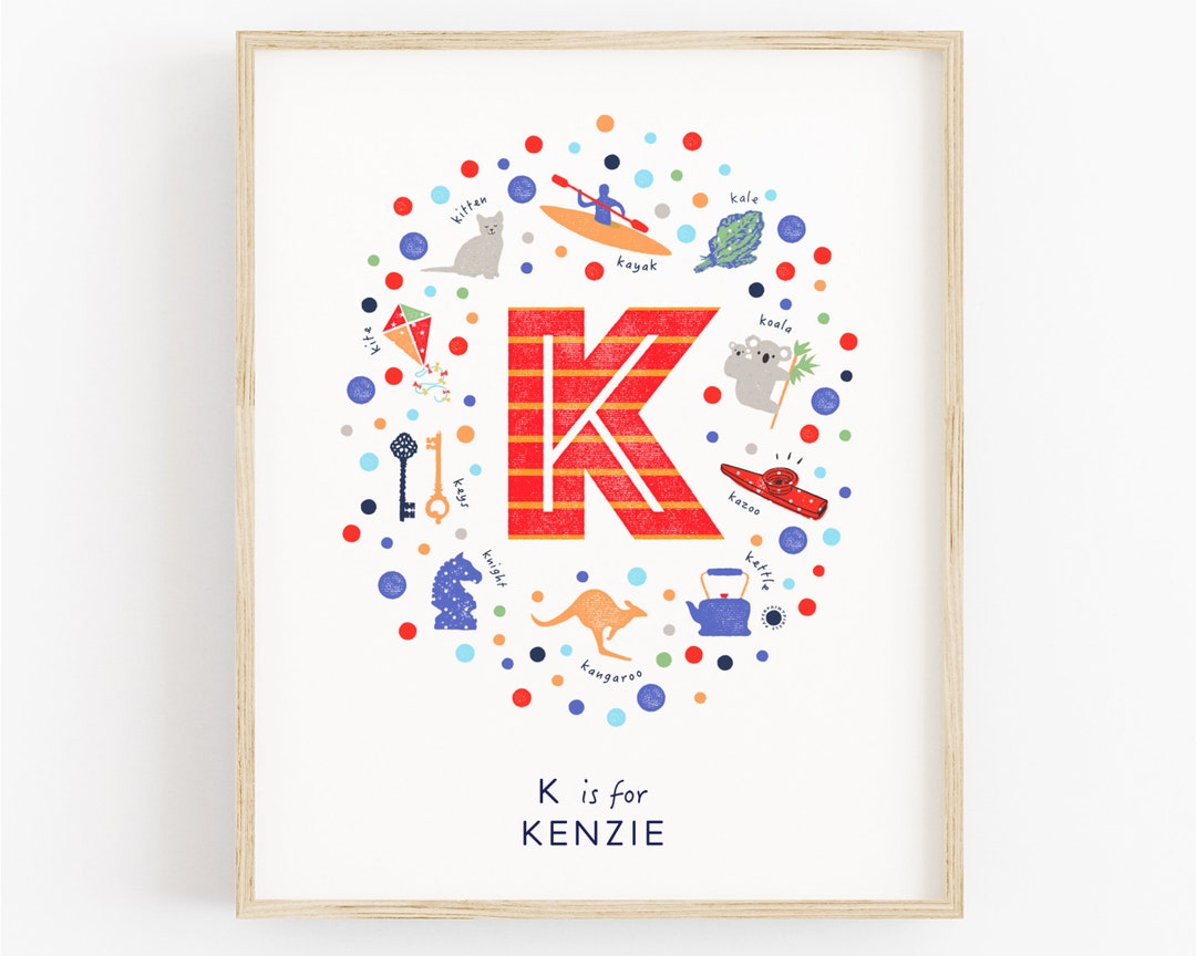 Personalised Baby Name Gift, Letter K Print, K Print, Monogram Poster ...