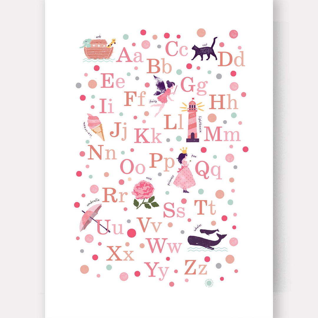 Illustrated Alphabet Poster: Girls Nursery Wall Art - Etsy