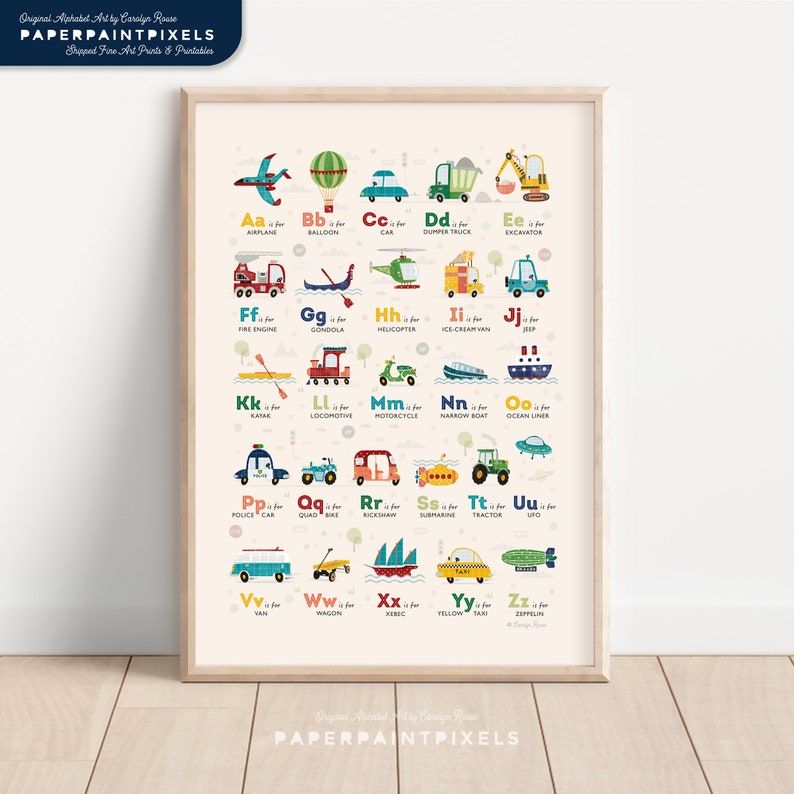 Vehicle Alphabet Printable Transport Nursery Decor - Etsy