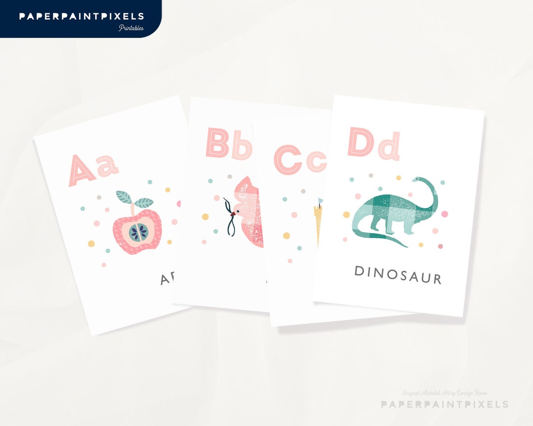 Printable Pink Alphabet Flashcards | Cute ABC Learning Cards for Girls ...
