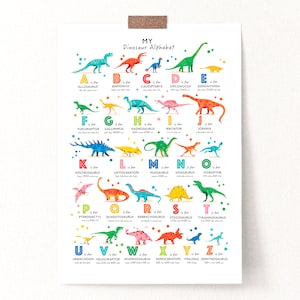 Dinosaur Alphabet Print, Dinosaur A to Z Alphabet Poster, Nursery Decor ...