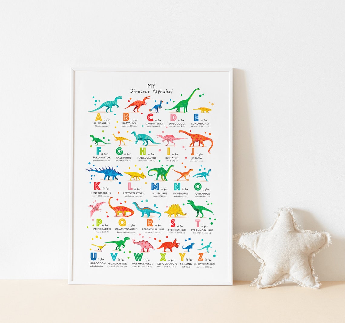 Dinosaur Alphabet Print Dinosaur A to Z Alphabet Poster | Etsy