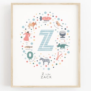 Letter Z Baby Initial Art, Personalised, Baby Gift Idea, Baby Boy ...