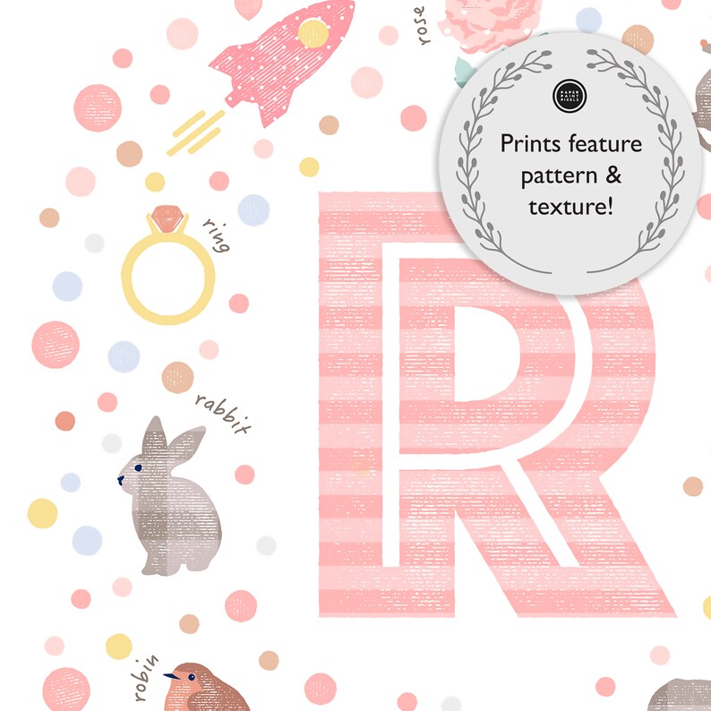 Personalised Letter R Nursery Print Illustrated Letter R - Etsy