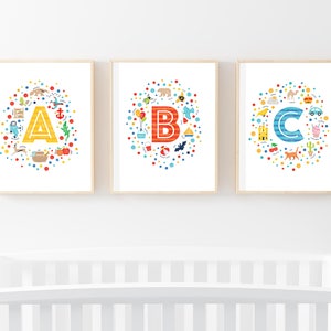 ABC Nursery Decor, Set of 3 Prints, ABC Prints, Children's Wall Art ...