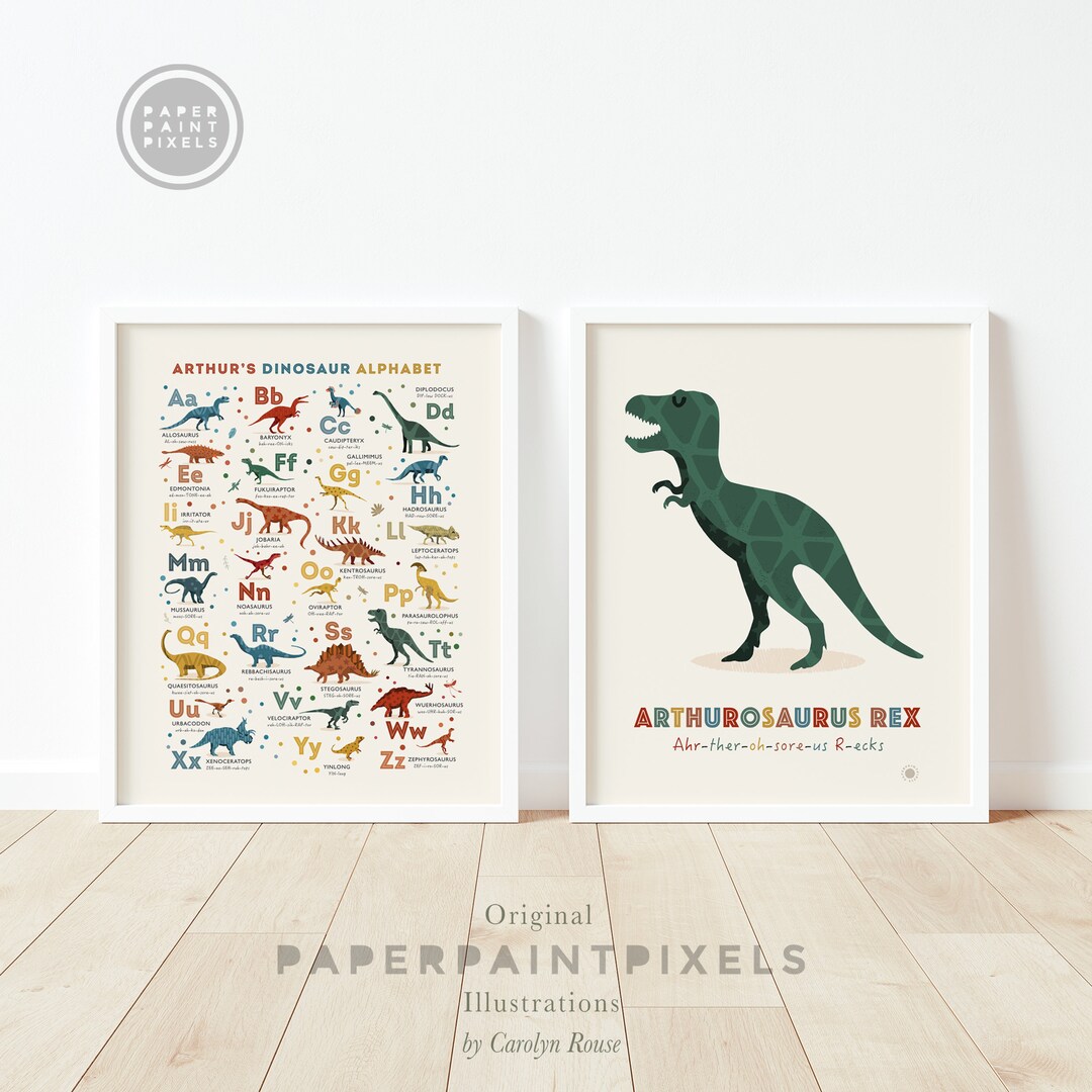 Personalised Dinosaurs Prints, Alphabet Poster & Dinosaur Name Art ...