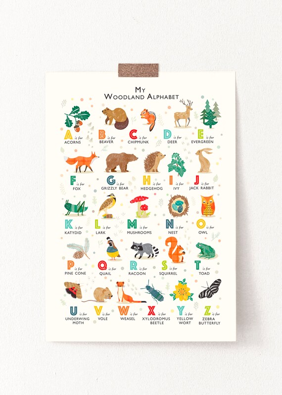 Woodland Animals Alphabet Poster Printable Forest Animal Alphabet ...