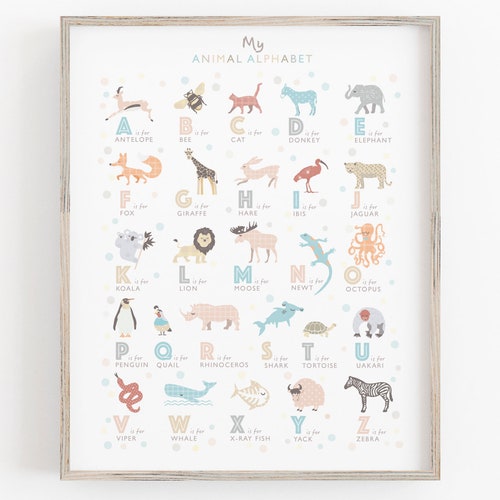 Animal Alphabet Poster Baby Gift Nursery Decor Alphabet | Etsy