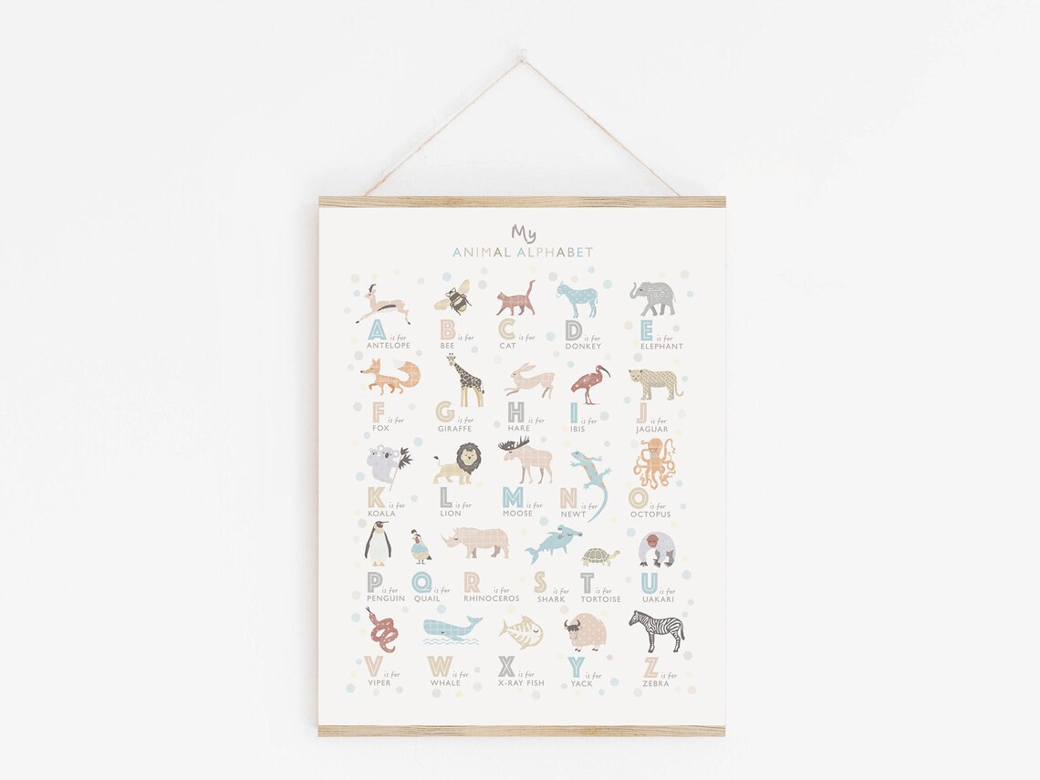 Animal Alphabet Poster Baby Gift Nursery Decor Alphabet | Etsy