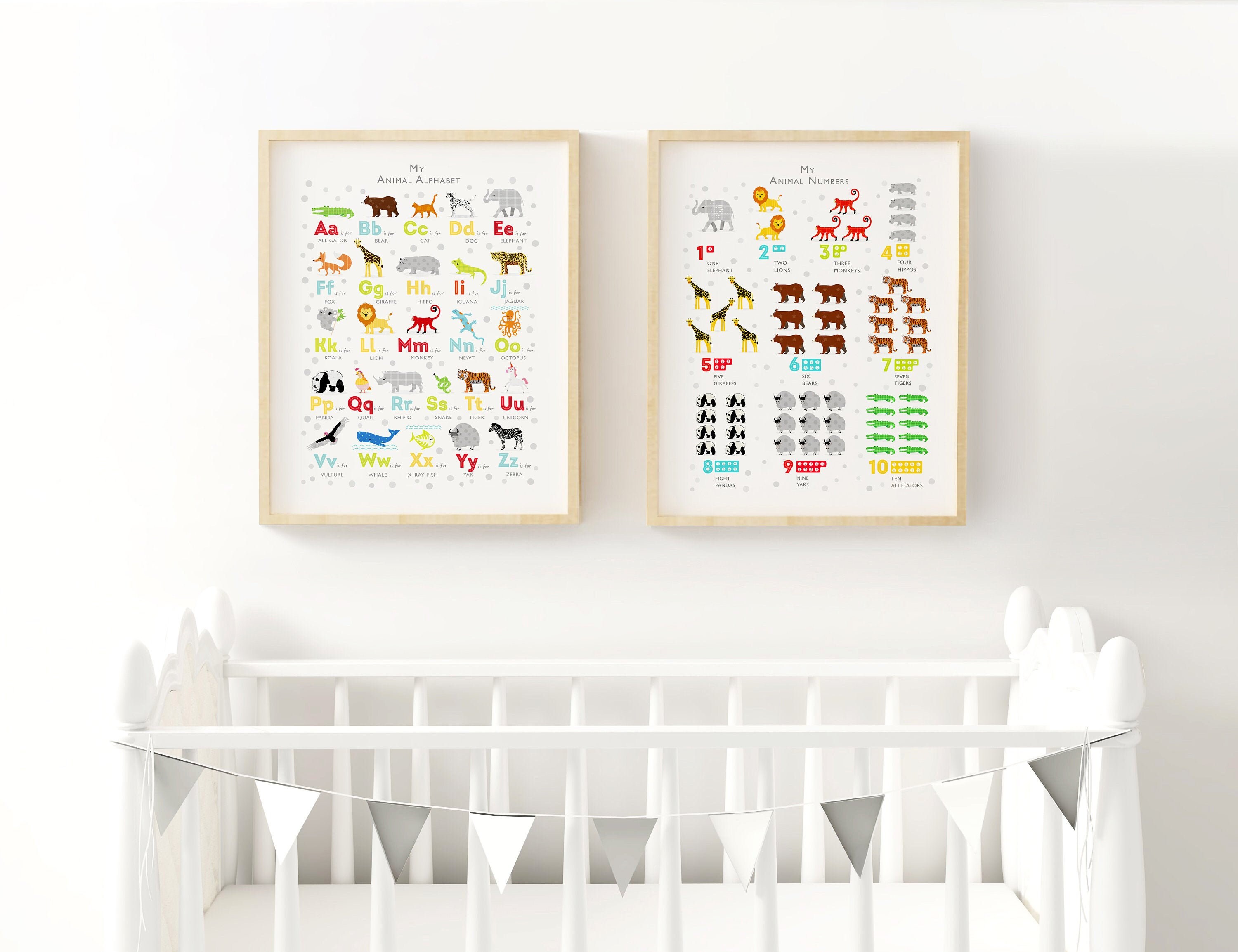 Bright Animal Print Set Safari Alphabet and Numbers Prints | Etsy