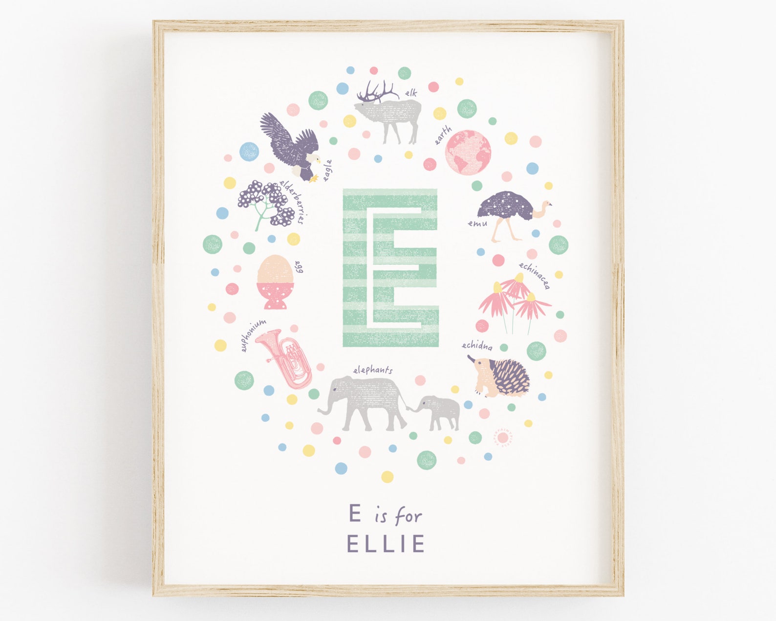 Personalised Baby Girl Name Art Letter E Nursery Wall Art - Etsy