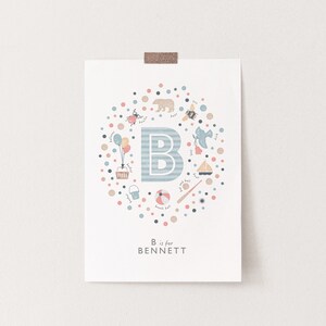 Initial Letter B, Baby Boy Wall Art, Personalised Nursery Art, Custom ...