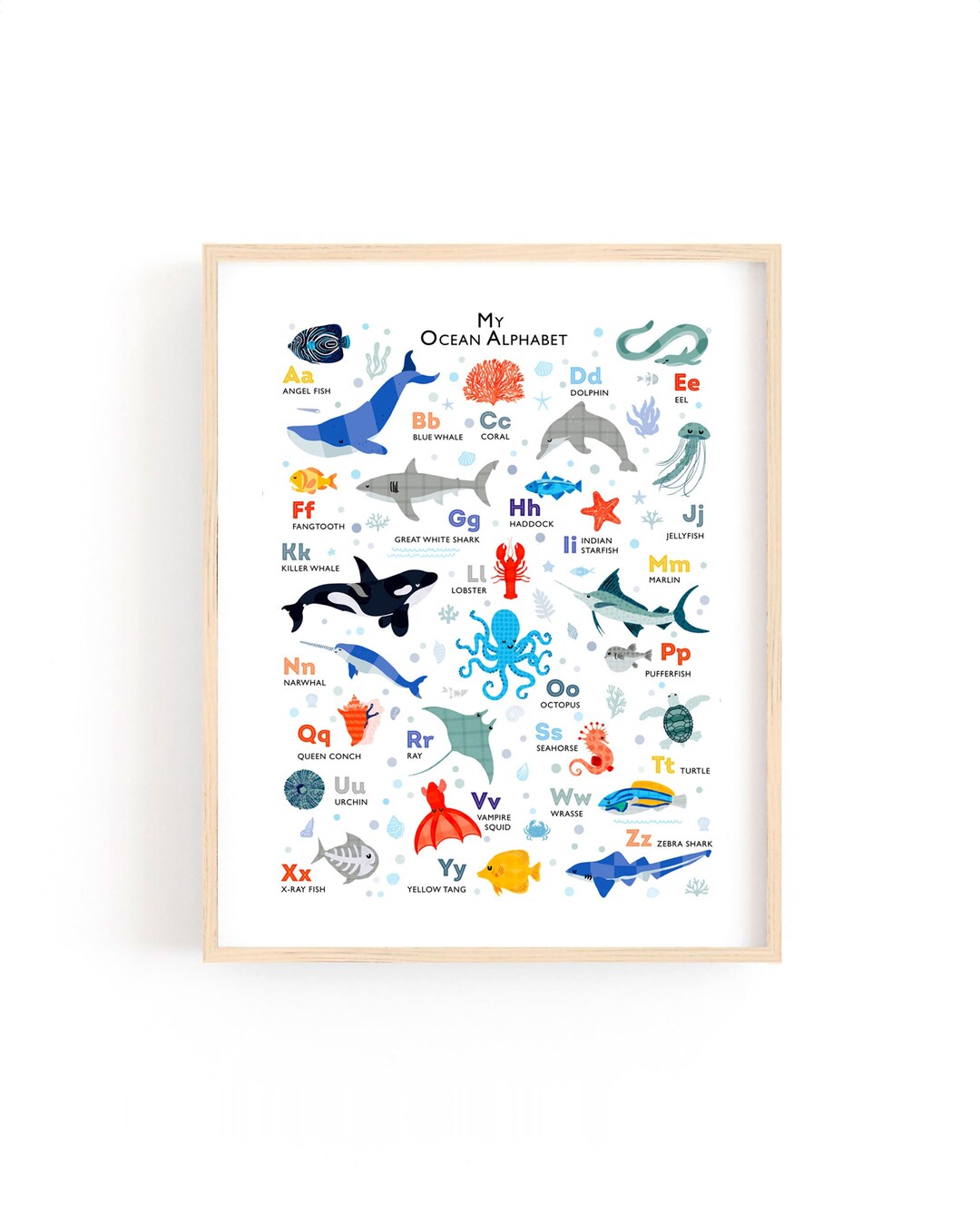 Sea Life Alphabet Print – Ocean Nursery Decor – ABC Poster – Kids Room ...