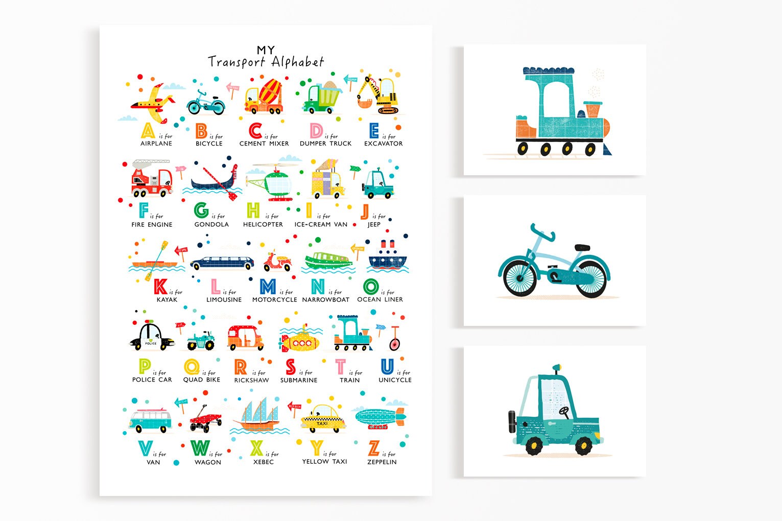 Transport Wall Art Transportation Gallery Wall Set Vehicle - Etsy UK