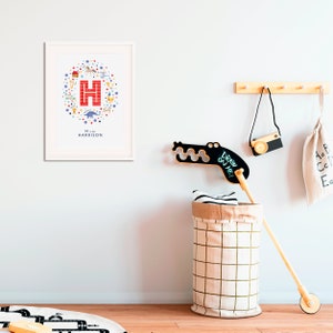 Initial Letter H, Baby Boy Wall Art, Personalised Baby Name Nursery ...