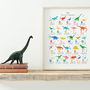 Dinosaur Alphabet Print, Dinosaur A to Z Alphabet Poster, Nursery Decor ...