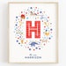 Initial Letter H, Baby Boy Wall Art, Personalised Baby Name Nursery ...