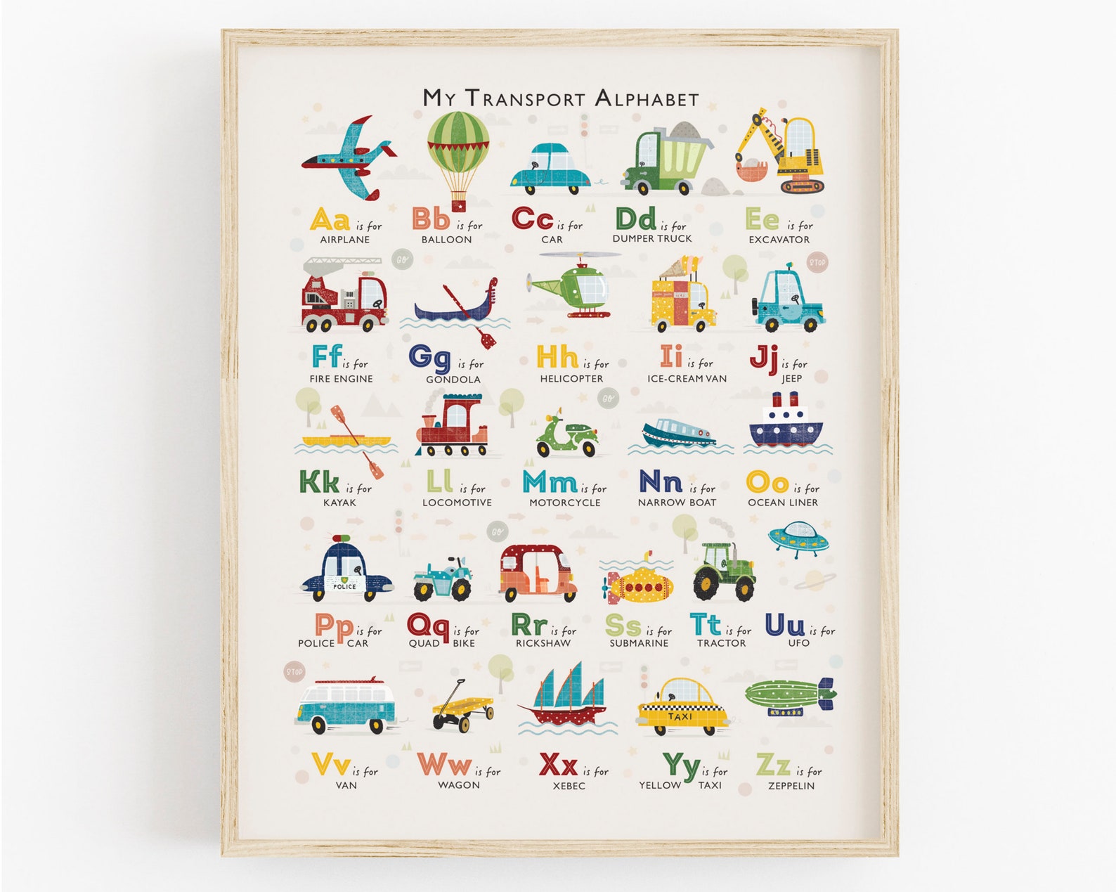 Transport Alphabet Print Transportation Nursery Decor Kids | Etsy UK