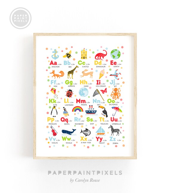 Retro Alphabet Art Print Alphabet Poster Nursery Wall Art - Etsy UK